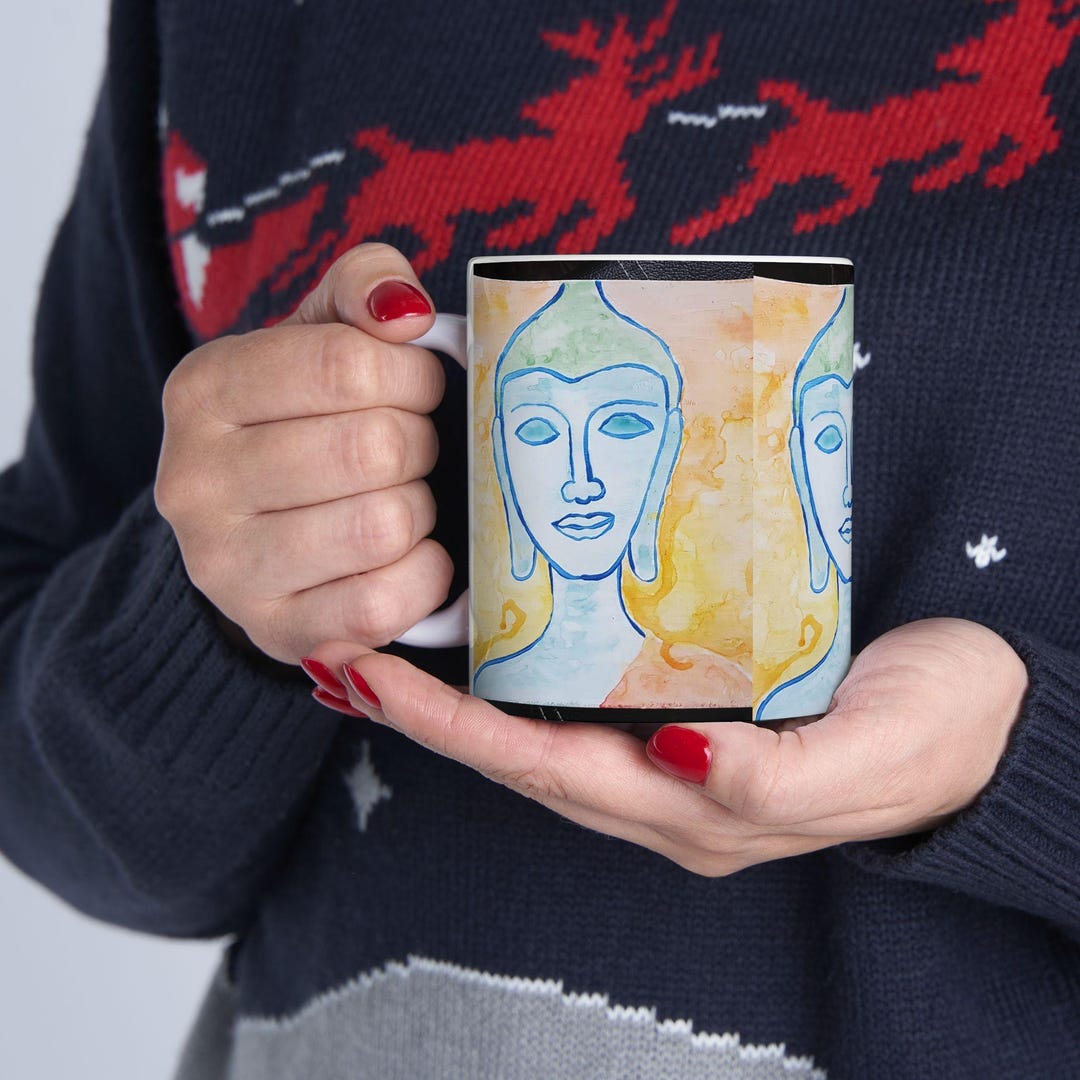 Meditative Buddha Ceramic Mug, Tea Time Gift, Mindfulness Décor, Zen ...