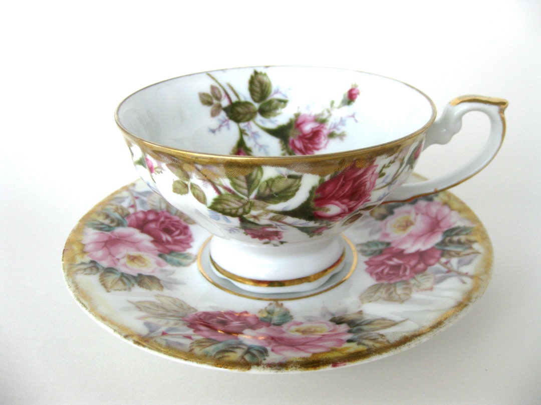 Vintage Shafford Tea Cup and Saucer, Porcelain Tea Cup With Saucer (2 ...