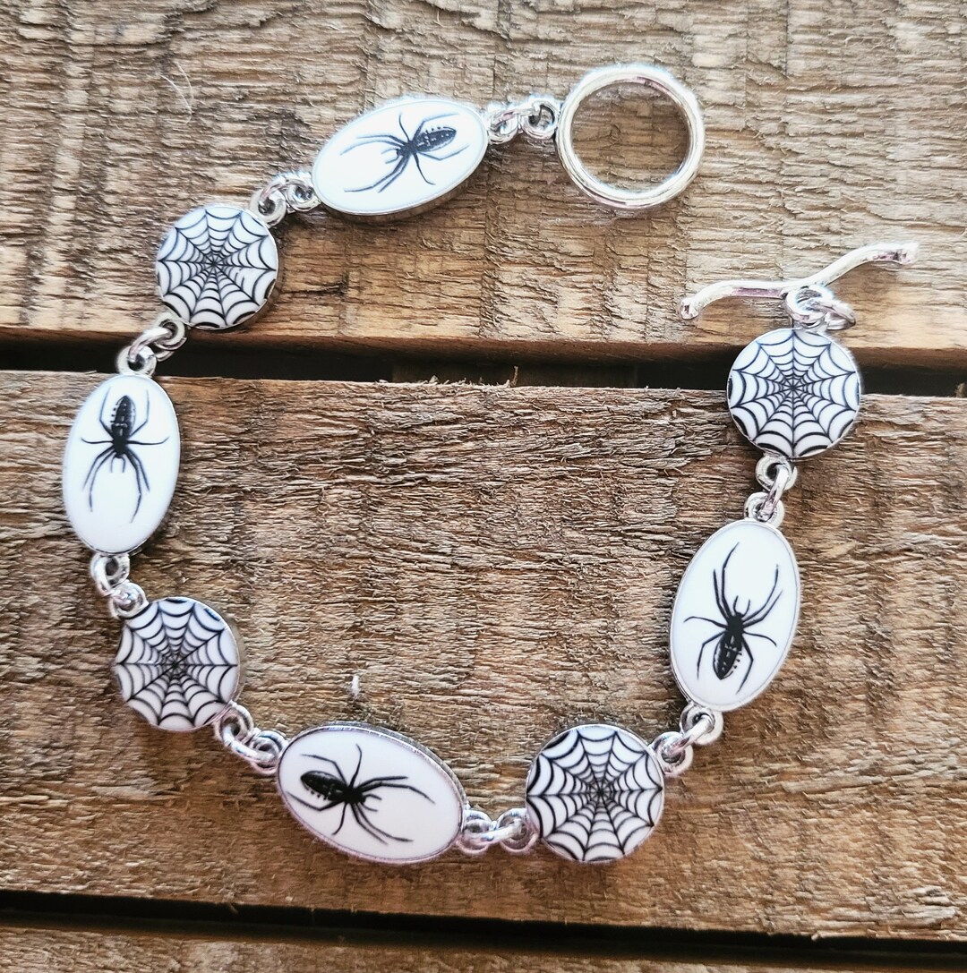 Halloween Bracelet, Spider and Web Bracelet, Halloween Bracelet, Black ...