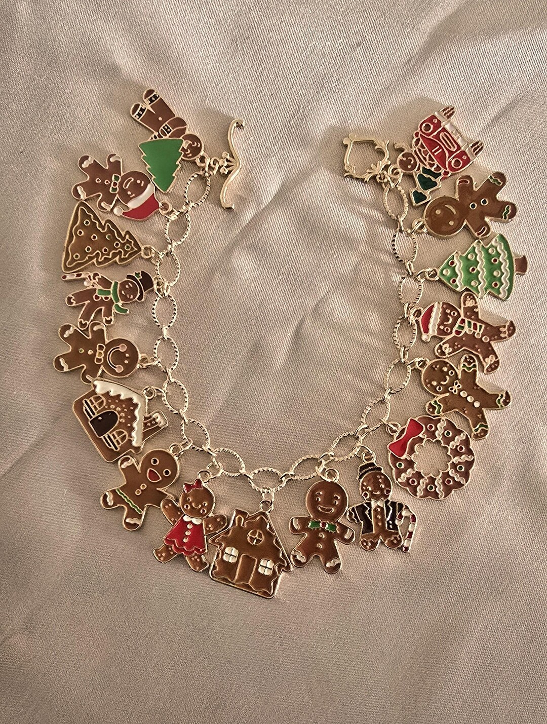 Gingerbread Charm Bracelet, Gingerbread Charms, Holiday Jewelry ...