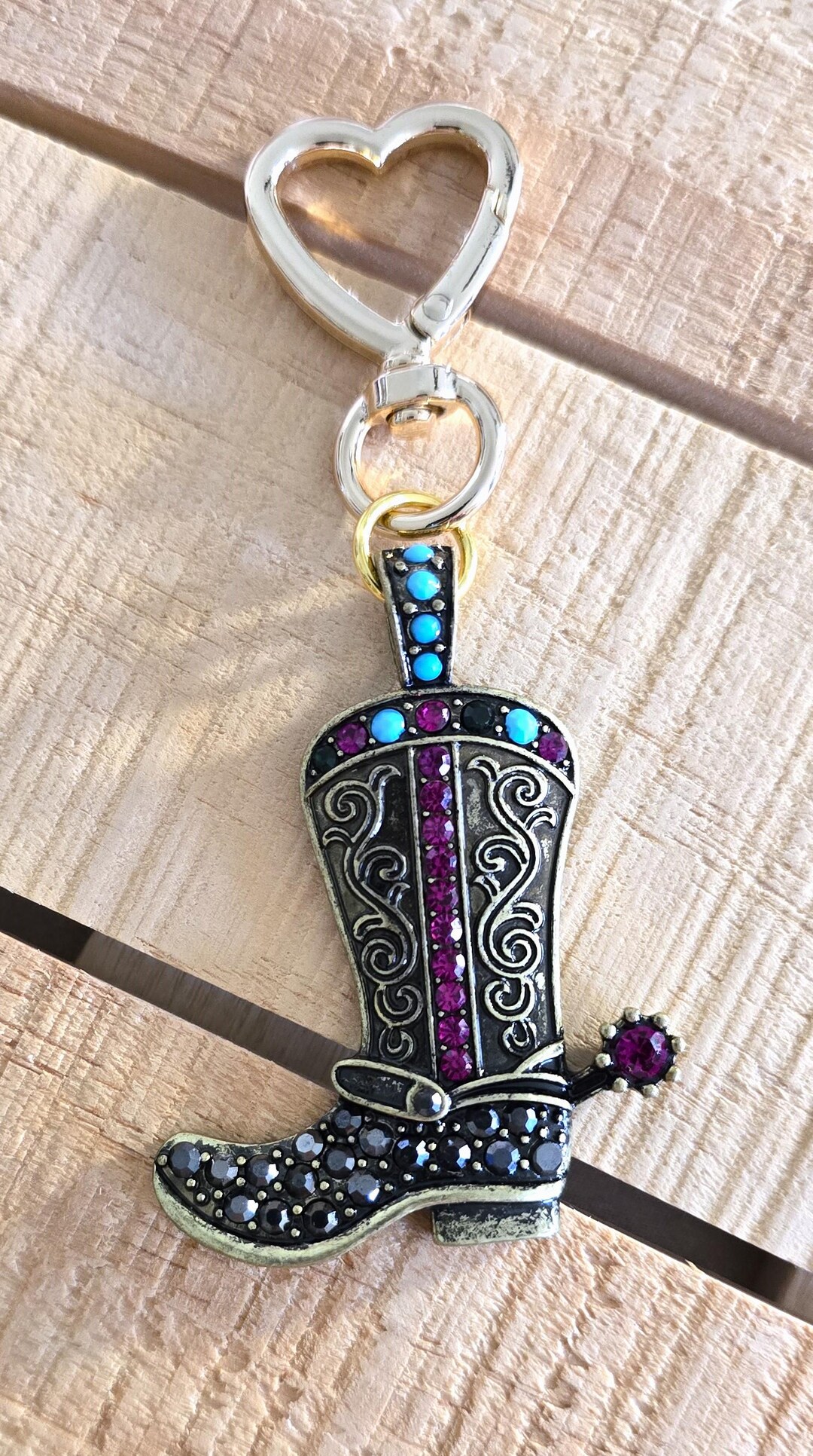 Cowgirl Boot Purse Charm, Cowboy Boot Key Chain, Rhinestoned Boot Charm ...