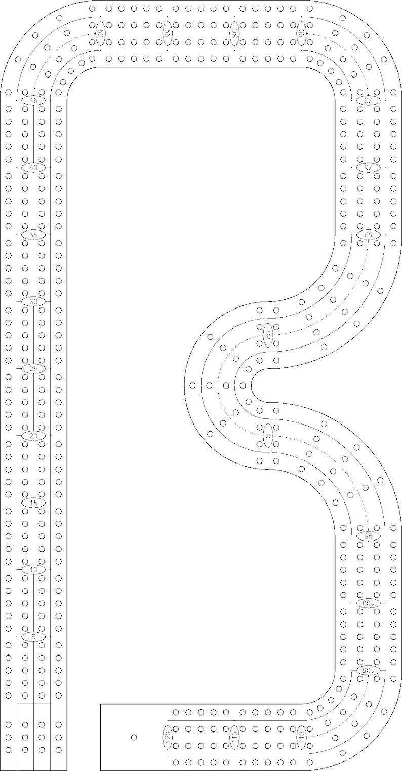 4 Lane Letter B Cribbage Board Pattern Svg Pdf Dxf Lightburn Ai Vector ...