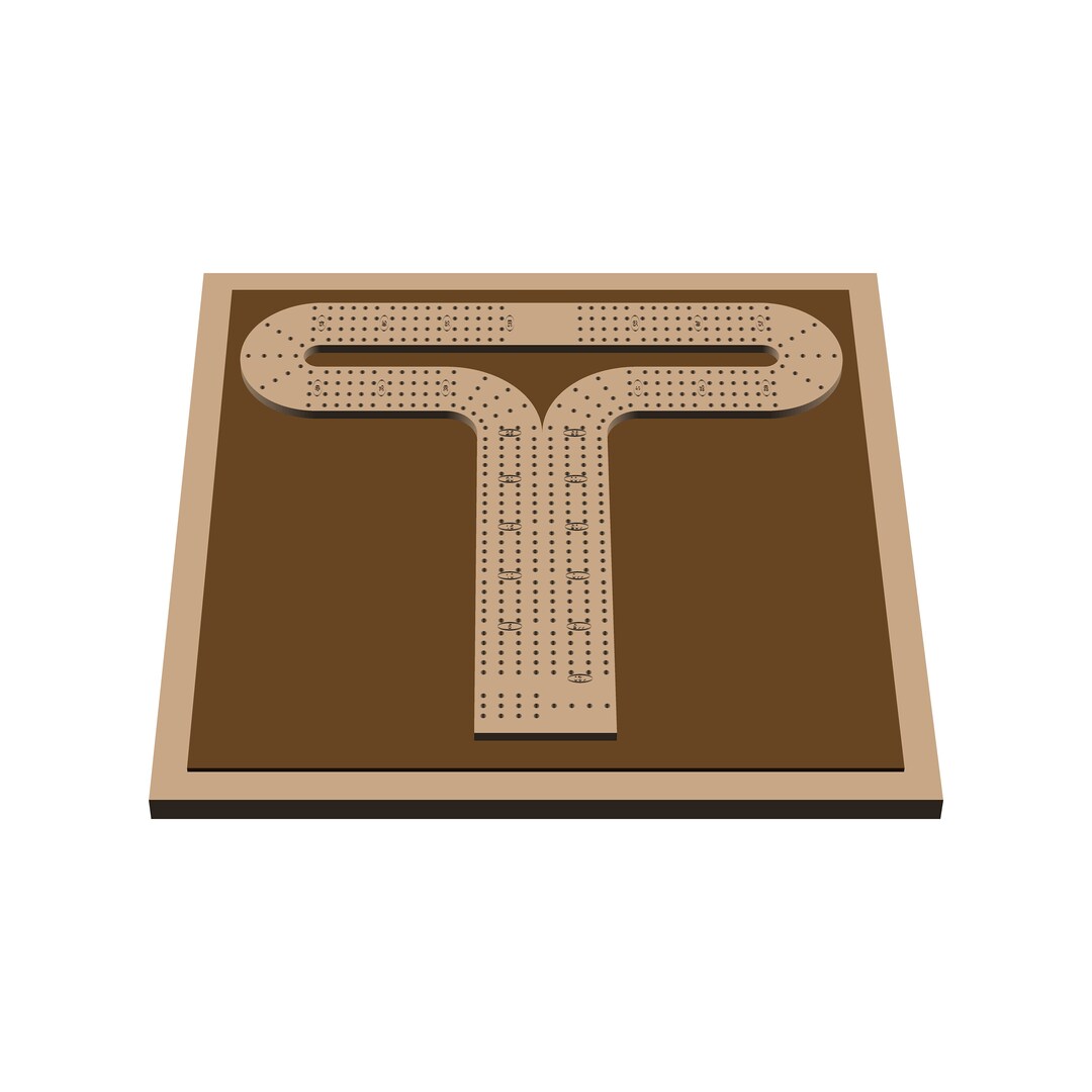 4 Lane Letter T Cribbage Board Pattern Svg Pdf Dxf Lightburn Ai Vector ...
