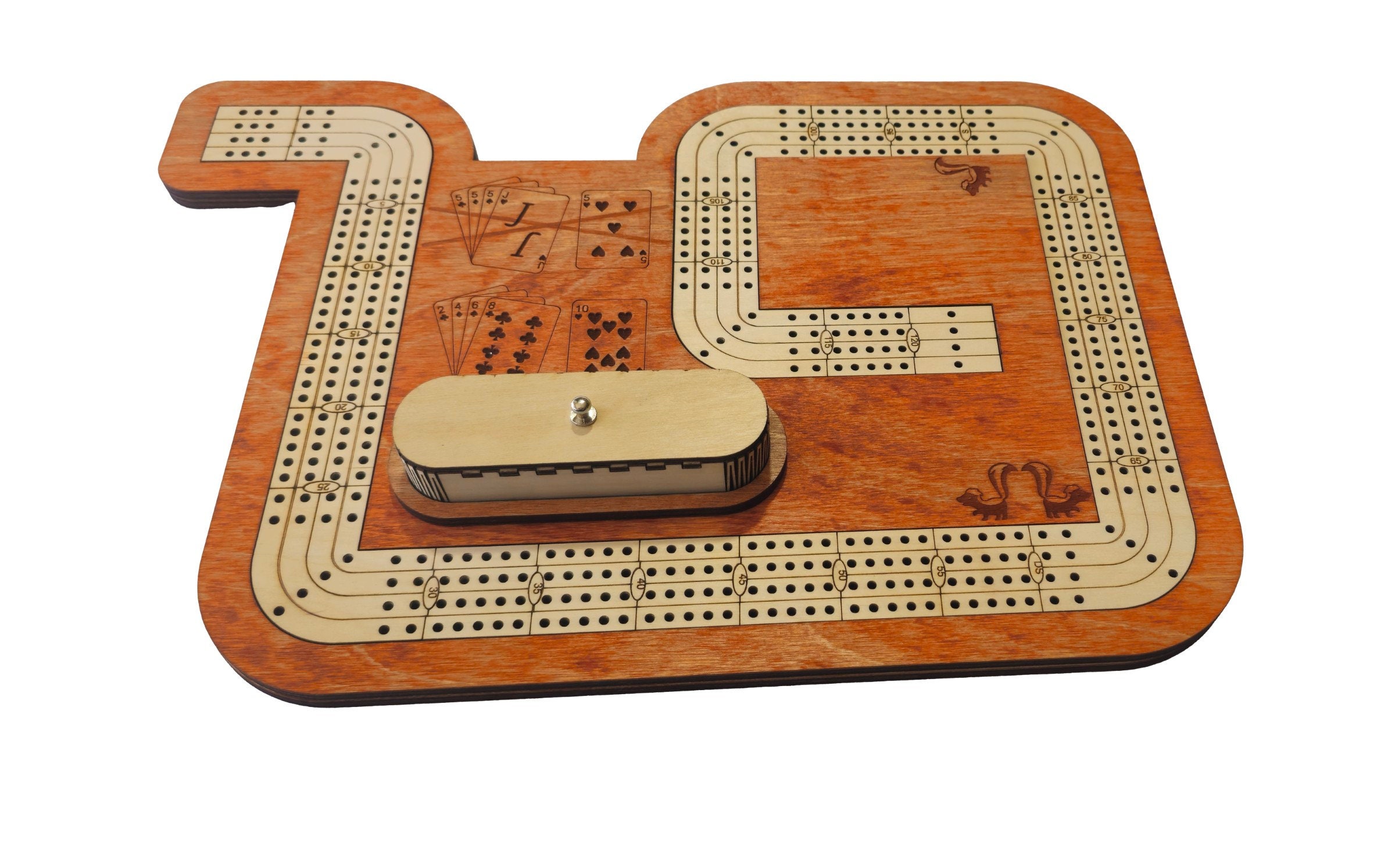 19 Hand 4 Lane Cribbage Board With Removable Peg Holder - Etsy