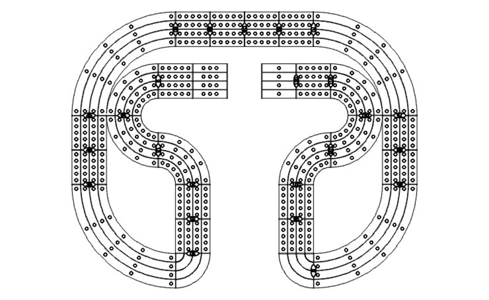 4 Lane Cribbage Board Pattern Svg Pdf Dxf Lightburn Ai Vector File ...