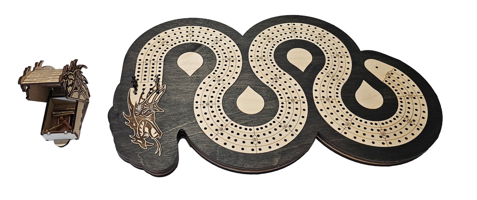 Dragon Cribbage Board With 4 Lanes and Peg Storage - Etsy