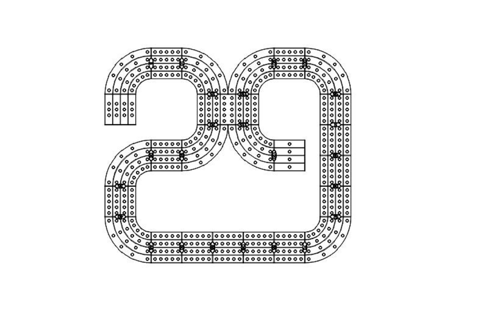 4 Lane Cribbage Board Pattern Svg Pdf Dxf Lightburn Ai Vector File - Etsy