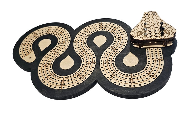Snake Cribbage Board With 4 Lanes and Peg Storage - Etsy