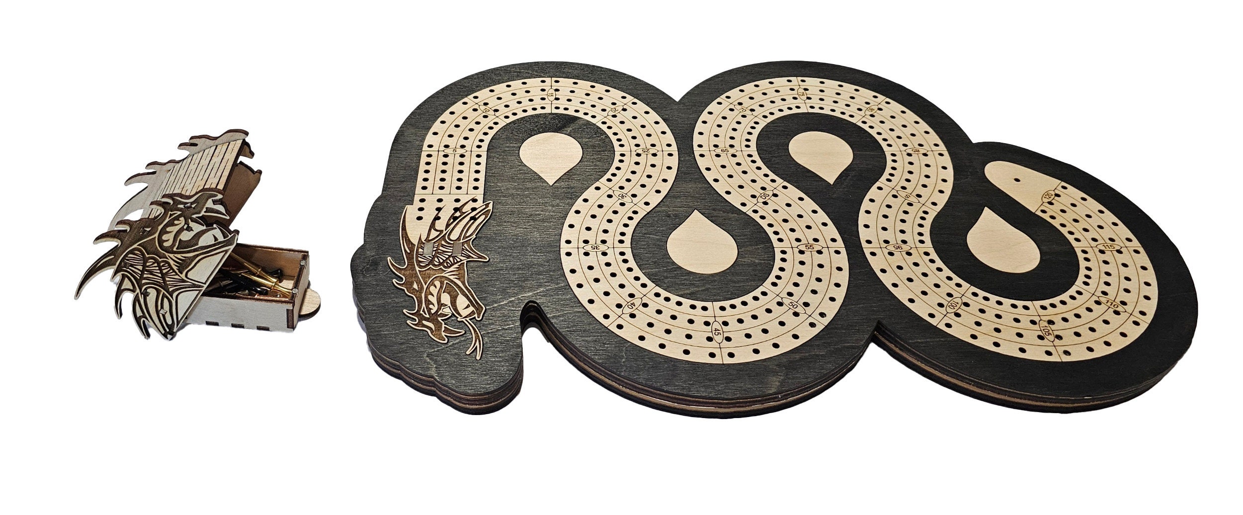 Dragon Cribbage Board With 4 Lanes and Peg Storage - Etsy