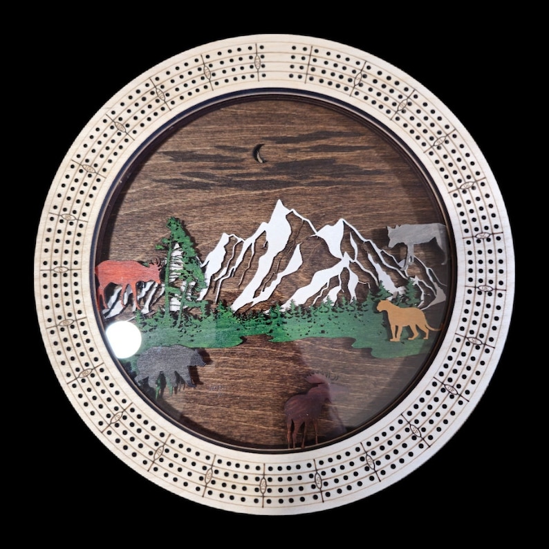 Wildlife Scenery Cribbage Board With 4 Lanes - Etsy
