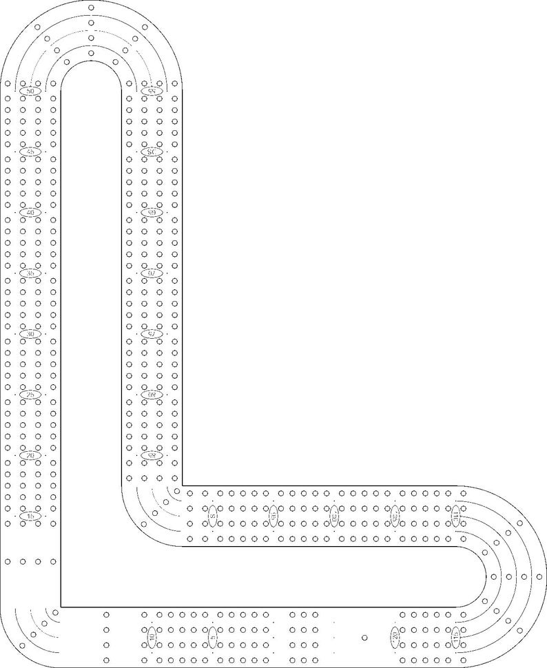 4 Lane Letter L Cribbage Board Pattern Svg Pdf Dxf Lightburn Ai Vector ...