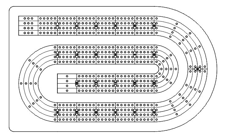 4 Lane Cribbage Board Pattern Svg Pdf Dxf Lightburn Ai Vector File ...