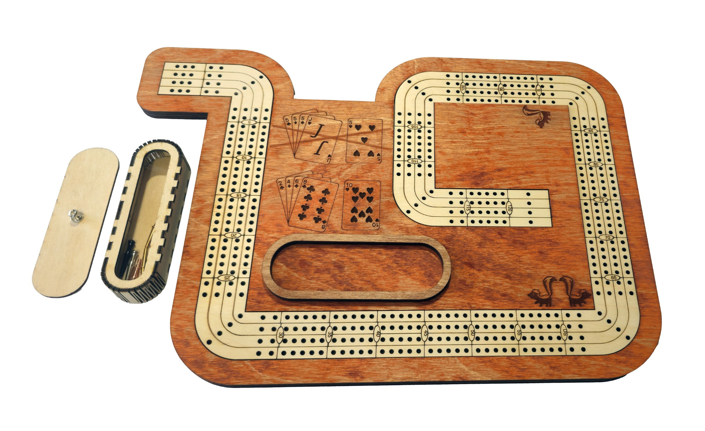19 Hand 4 Lane Cribbage Board With Removable Peg Holder - Etsy