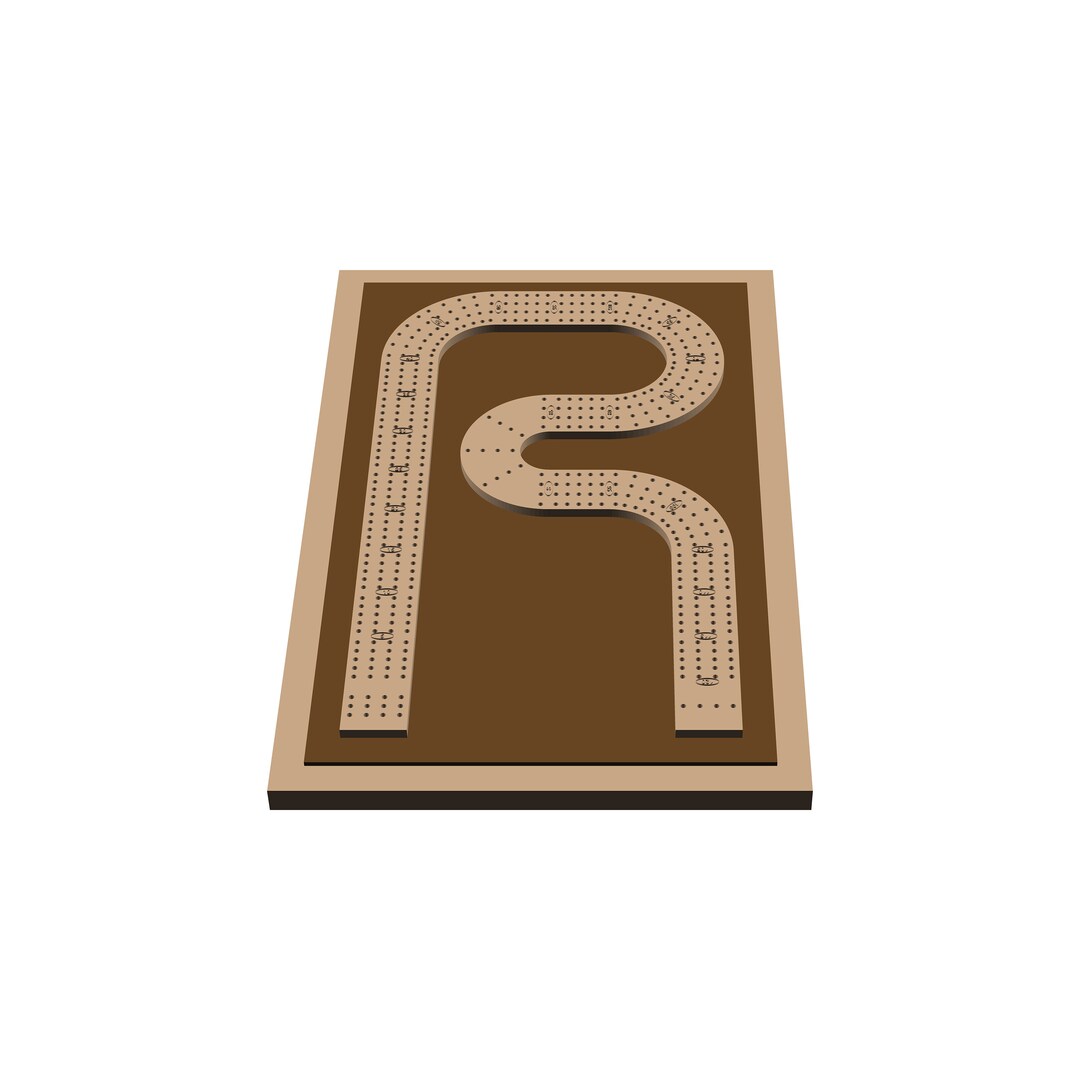 4 Lane Letter R Cribbage Board Pattern Svg Pdf Dxf Lightburn Ai Vector ...