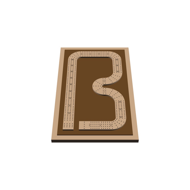 4 Lane Letter B Cribbage Board Pattern Svg Pdf Dxf Lightburn Ai Vector ...