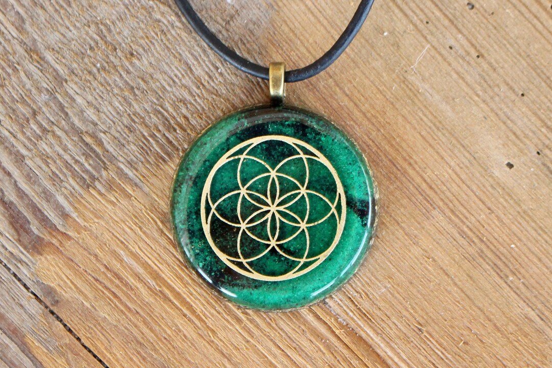 Orgonite® Pendant Orgone "the Seed of Life" With Malachite Tourmaline ...