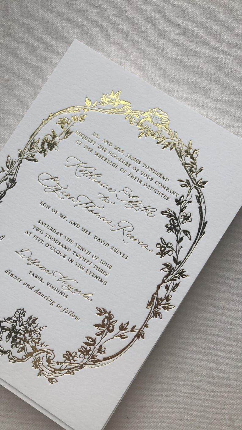 The Emma Wedding Invitation Suite | Letterpress, Gold Foil, Luxury ...