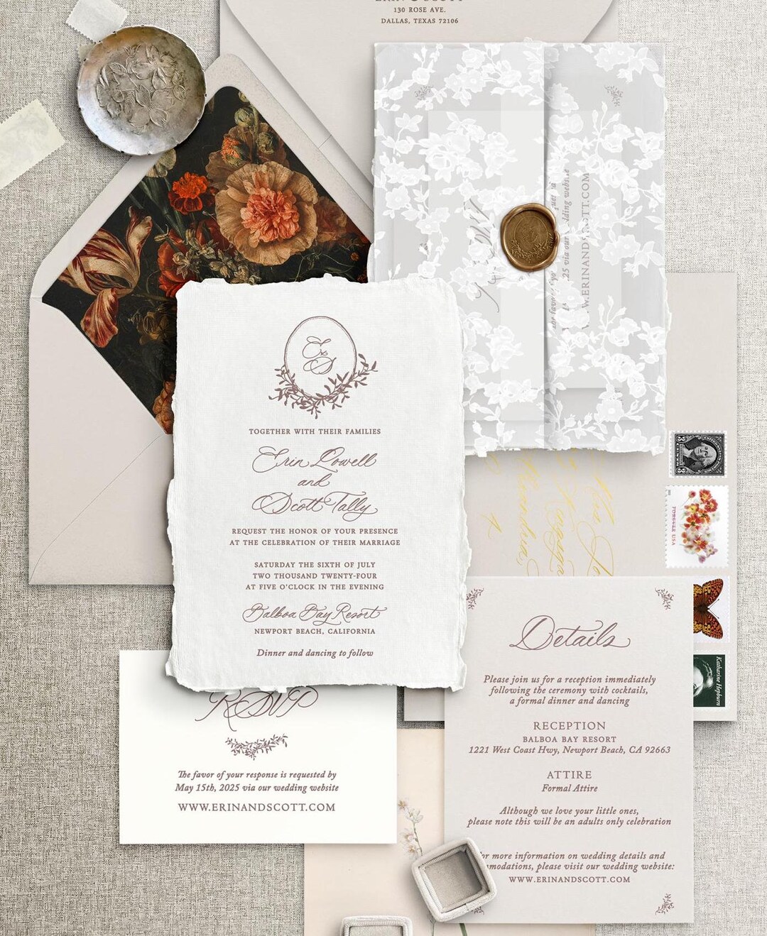 The Clara Crest No. 3 Wedding Invitation Suite | Letterpress, Luxury ...
