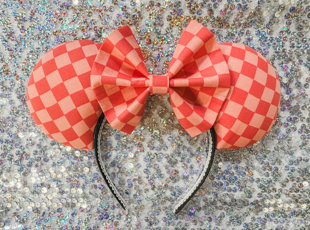 Pink Checker Mouse Ears - Etsy
