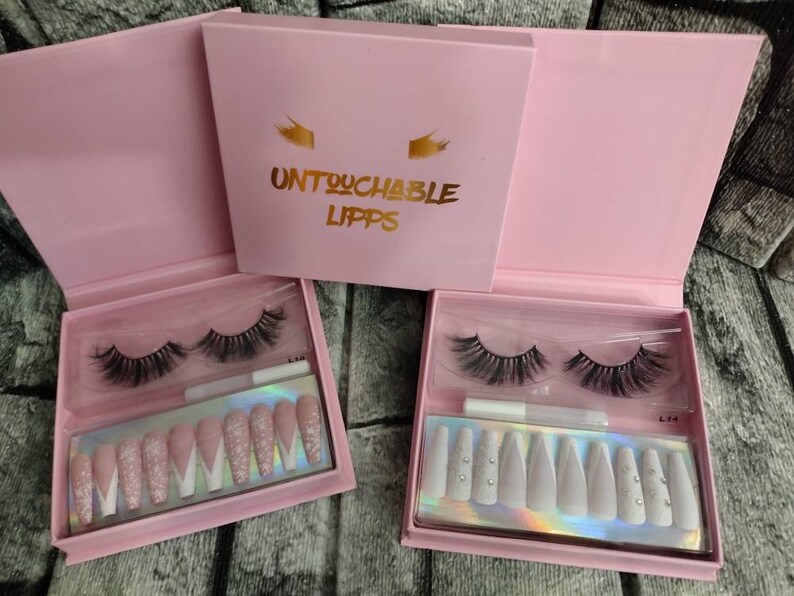 These Are Press on Nails Each Kit Comes With A Pair of Lashes - Etsy