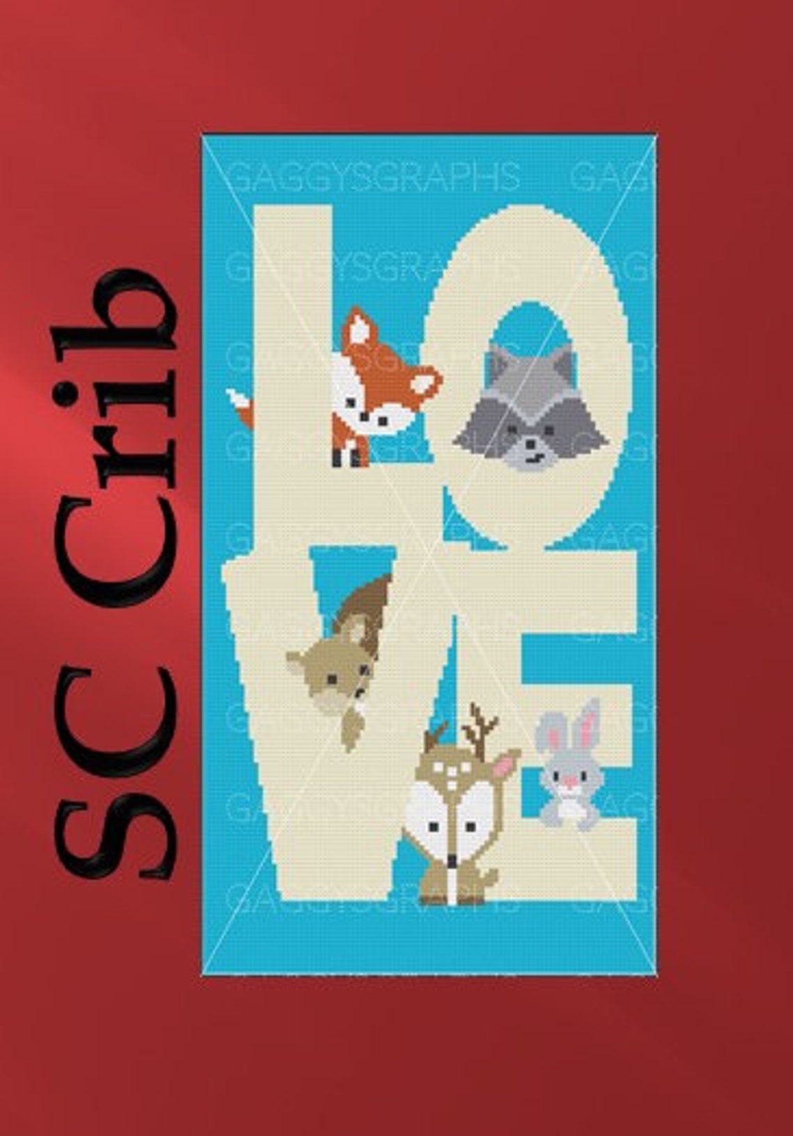 Woodland Animals Love SC Crib Graph Written Line by Line - Etsy