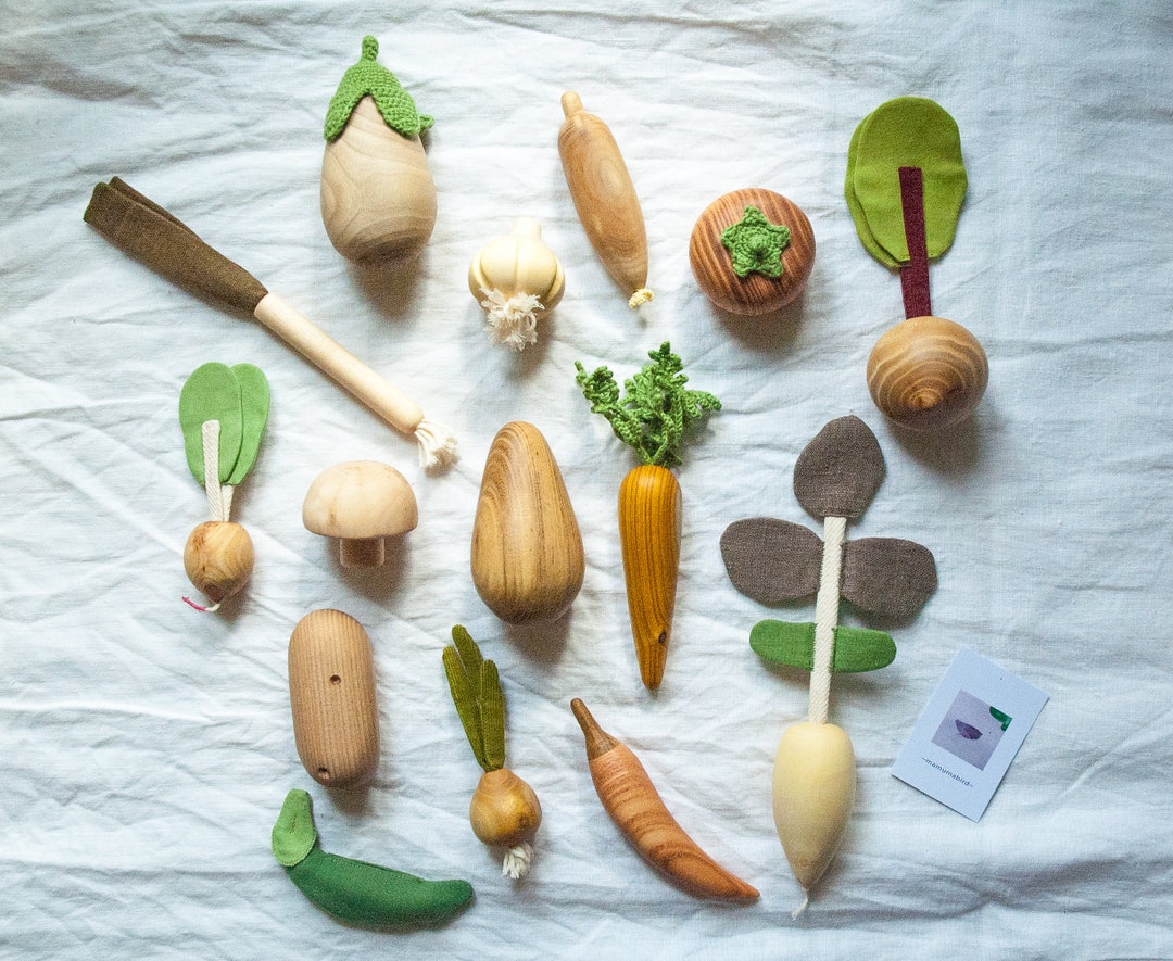 Baby Kitchen Vegetable Toy Set Kids Food Toys Kit Wooden Toys Toddler ...