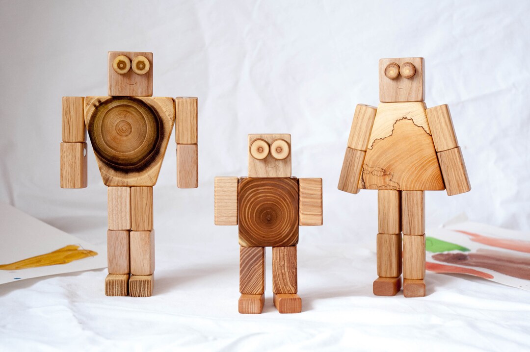 Wooden Toys Robots Family of Robots Wooden Robot Toys - Etsy