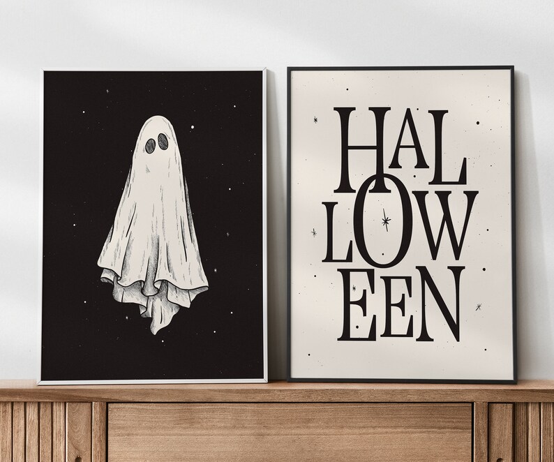 Spooky Ghost Halloween Printable Vintage Poster Collection - Etsy