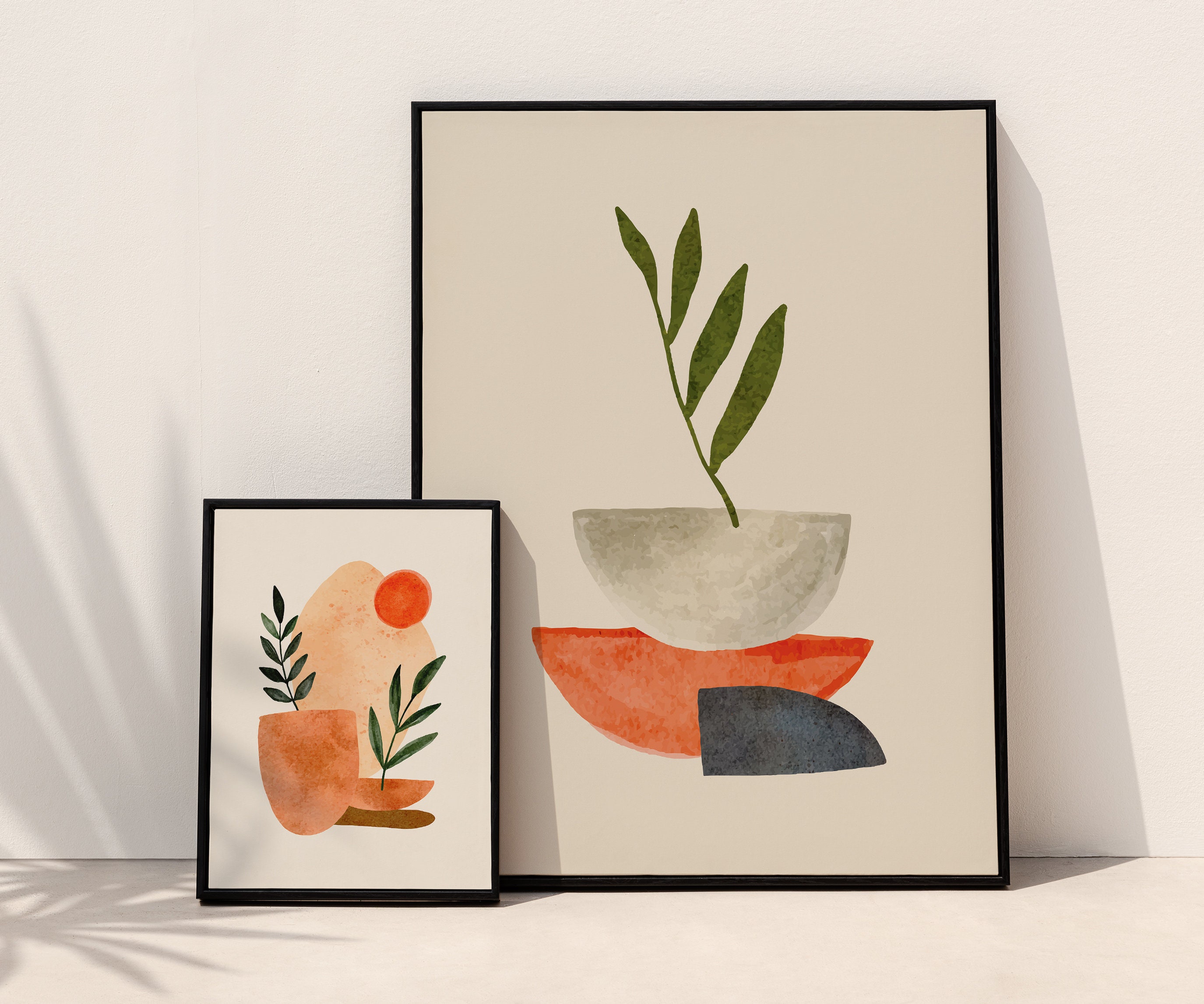 Organic Plant Boho Printable Poster Collection Watercolor Wall Decor ...