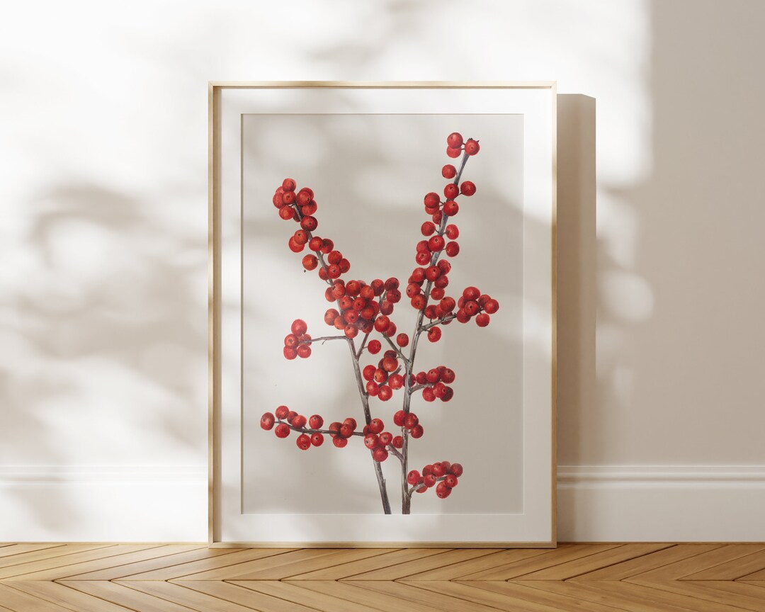Winterberry Vintage Christmas Printable Poster | Minimalist Holiday ...