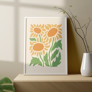 Boho Sunflower Art Printable Poster | Botanical Wall Art | Home Decor ...