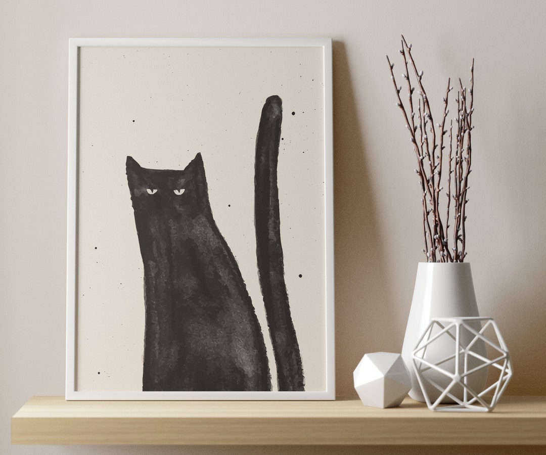 Black Cat Halloween Printable Vintage Poster - Etsy