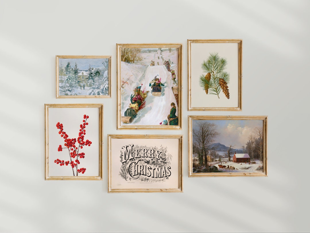Vintage Christmas Printable Poster Collection Set of 6 | Minimalist ...
