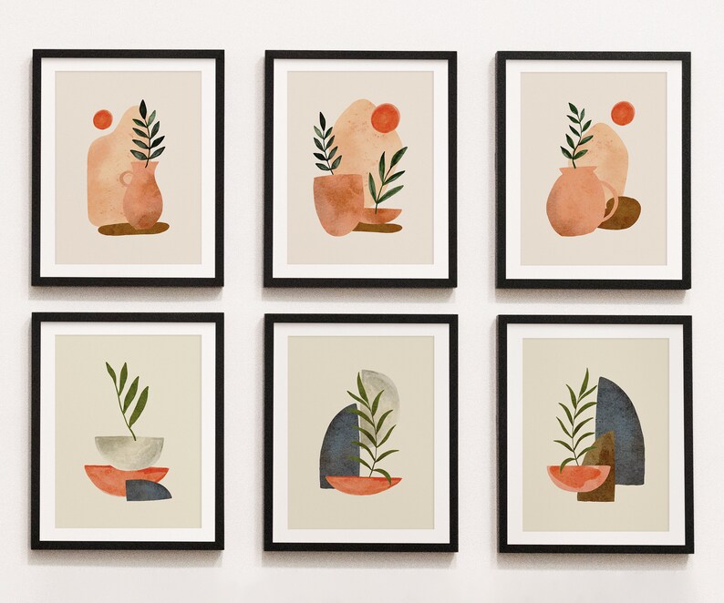 Organic Plant Boho Printable Poster Collection Watercolor Wall Decor ...