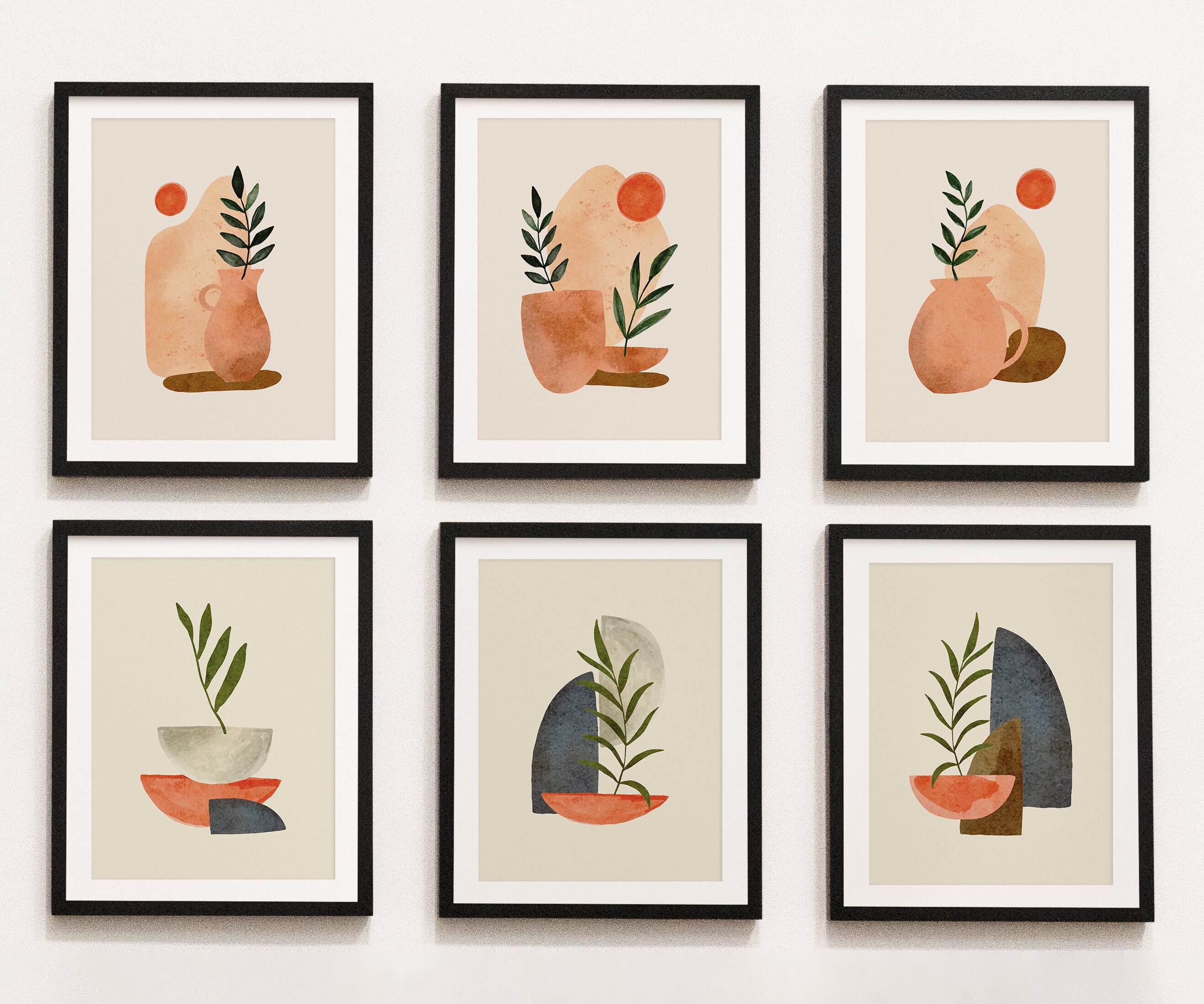 Organic Plant Boho Printable Poster Collection Watercolor Wall Decor ...