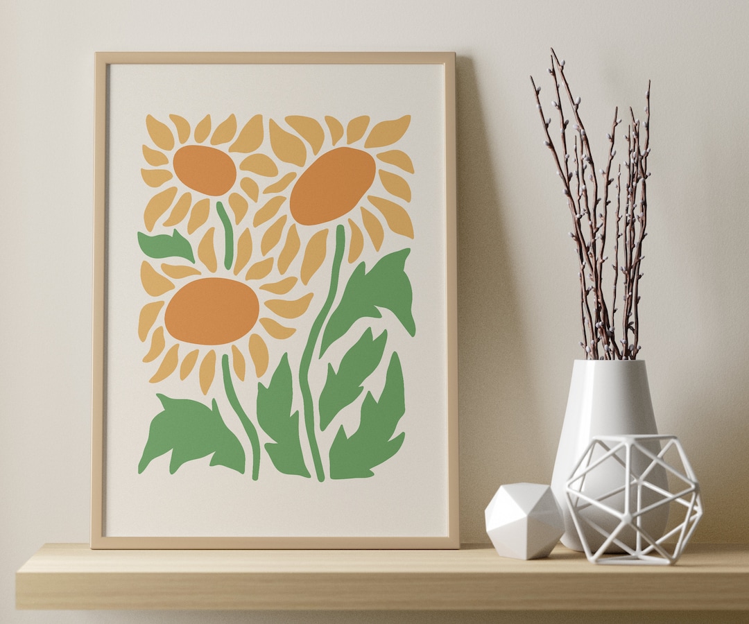 Boho Sunflower Art Printable Poster Botanical Wall Art Home Decor - Etsy