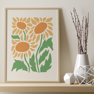 Boho Sunflower Art Printable Poster | Botanical Wall Art | Home Decor ...