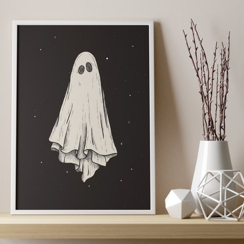 Spooky Ghost Halloween Printable Vintage Poster - Etsy