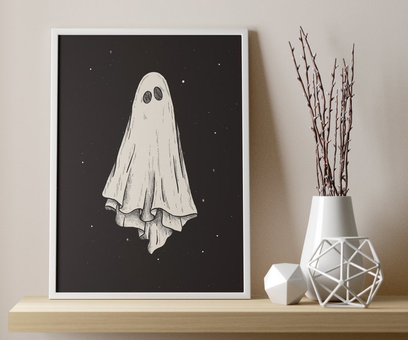 Spooky Ghost Halloween Printable Vintage Poster - Etsy