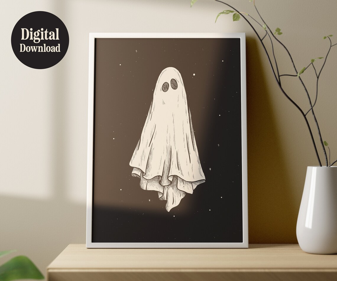 Spooky Ghost Halloween Printable Vintage Poster - Etsy