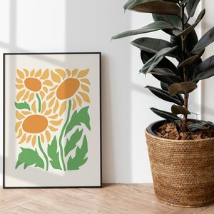 Boho Sunflower Art Printable Poster Botanical Wall Art Home Decor - Etsy