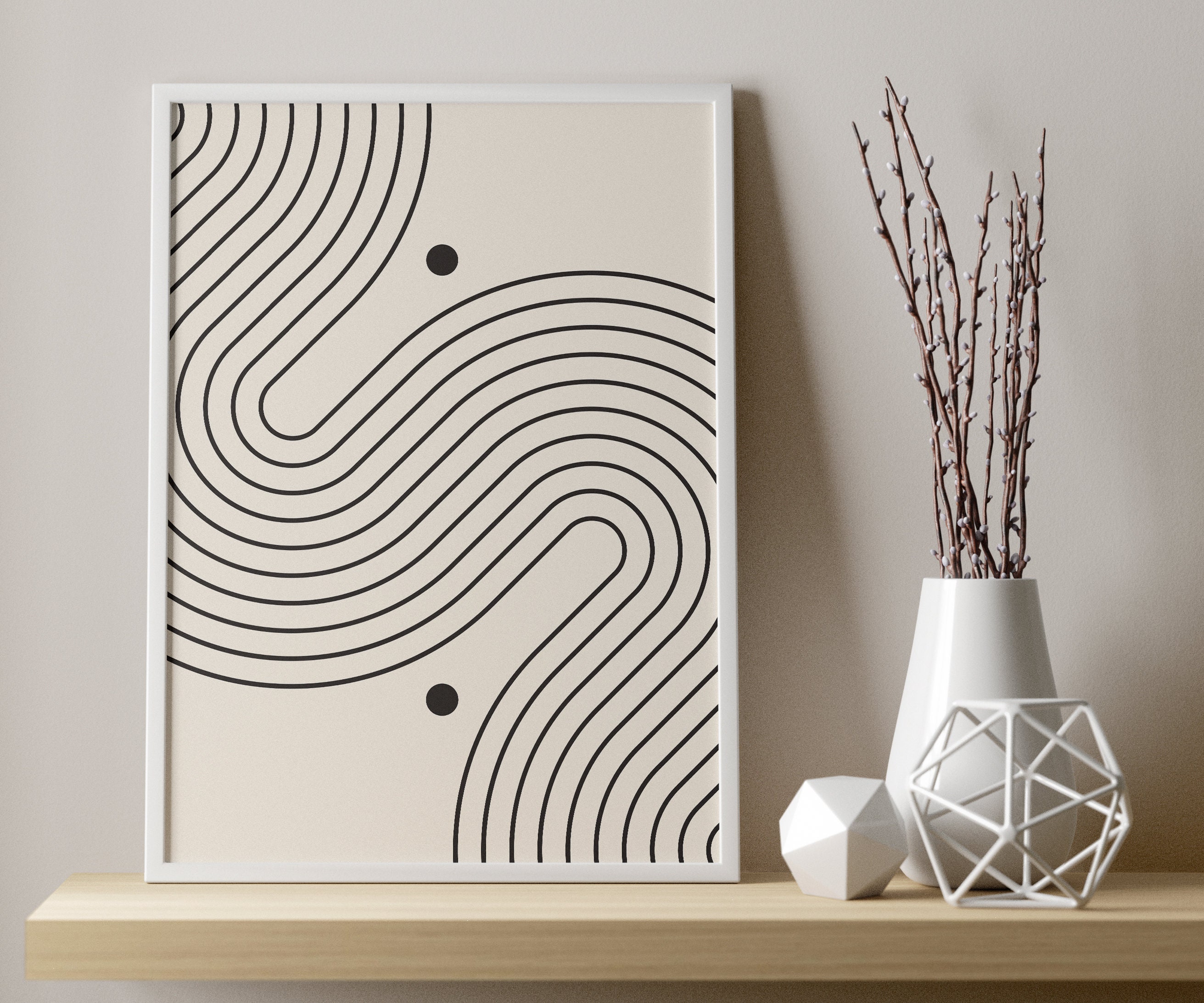 Abstract Geometric Boho Printable Poster 3 Mid Century Wall Decor Line ...