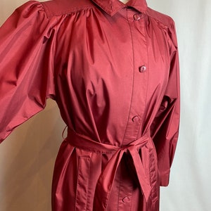70’s Women’s Coat~ Belted Waist~ Burgundy Red Flared ~ Raincoat ~puff ...