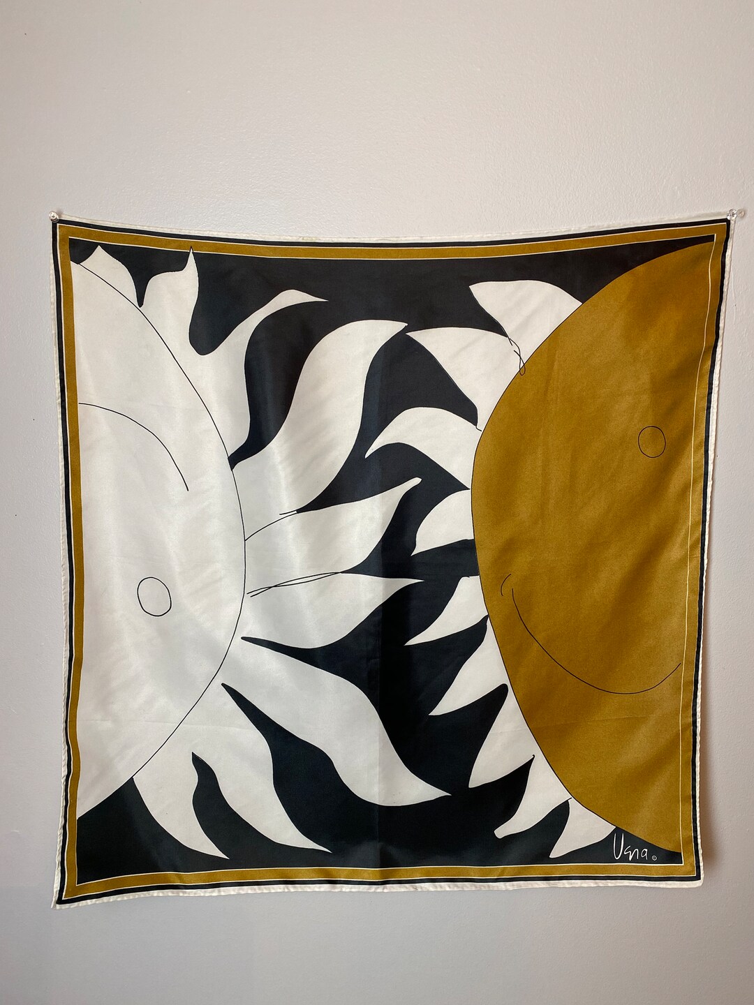 Vintage Large Vera Brand Smiley Face Suns Illustrated Scarf Color Block ...