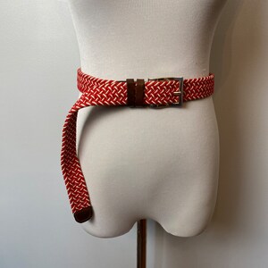 Vtg Red & White Woven Belt With Leather/ Unisex Style Androgynous ...