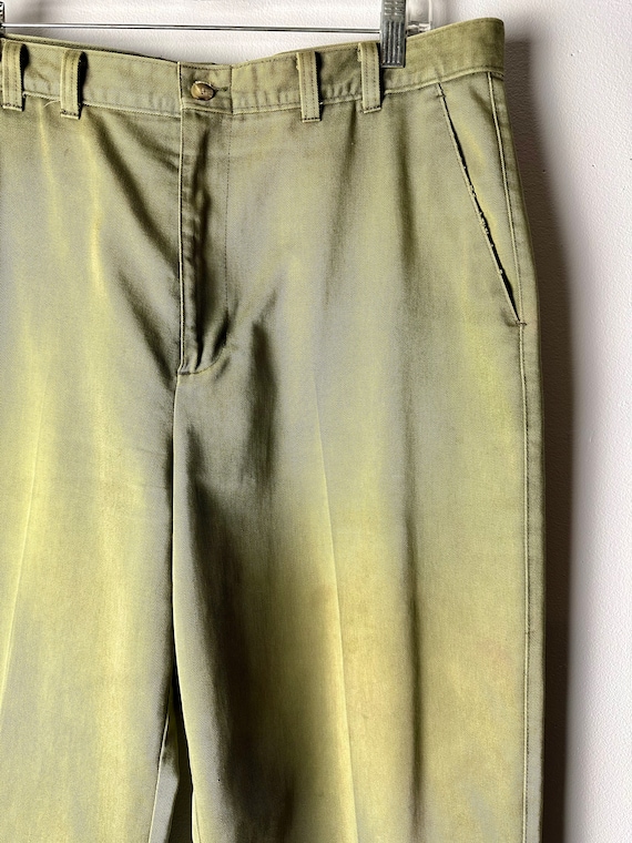 Vintage distressed & discolored Khaki green camp pant… - Gem