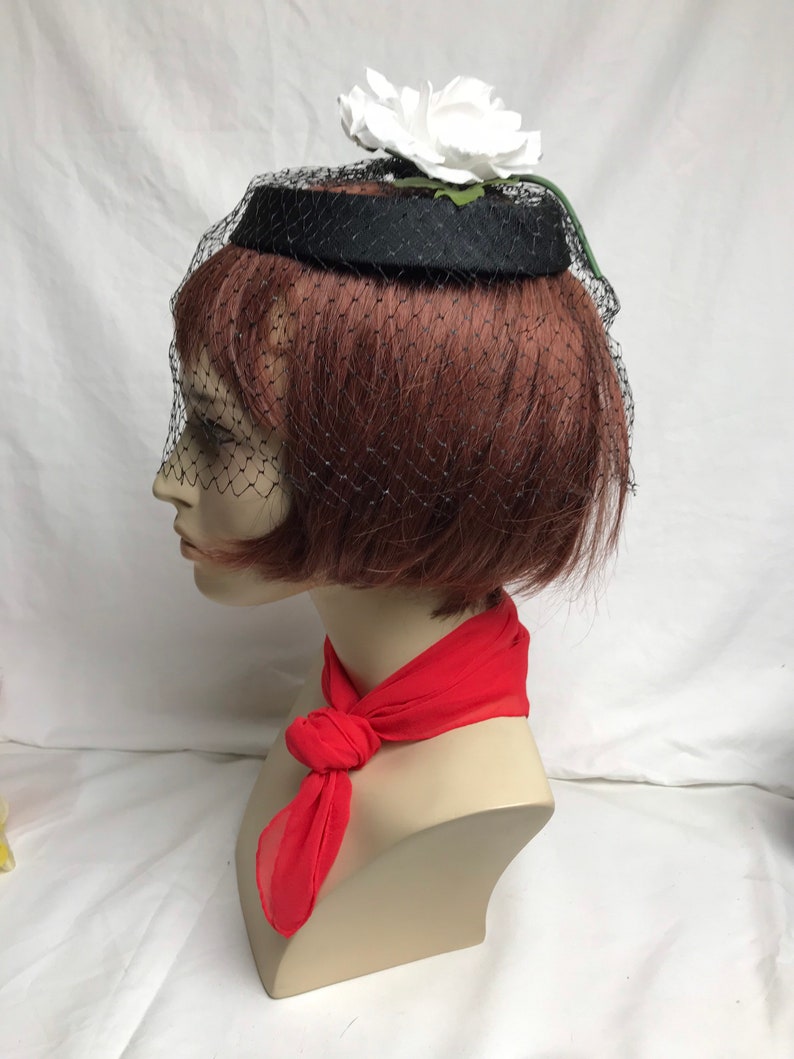 50s Veiled Pillbox Style Fascinator Hat 1950s 60s Pinup | Etsy
