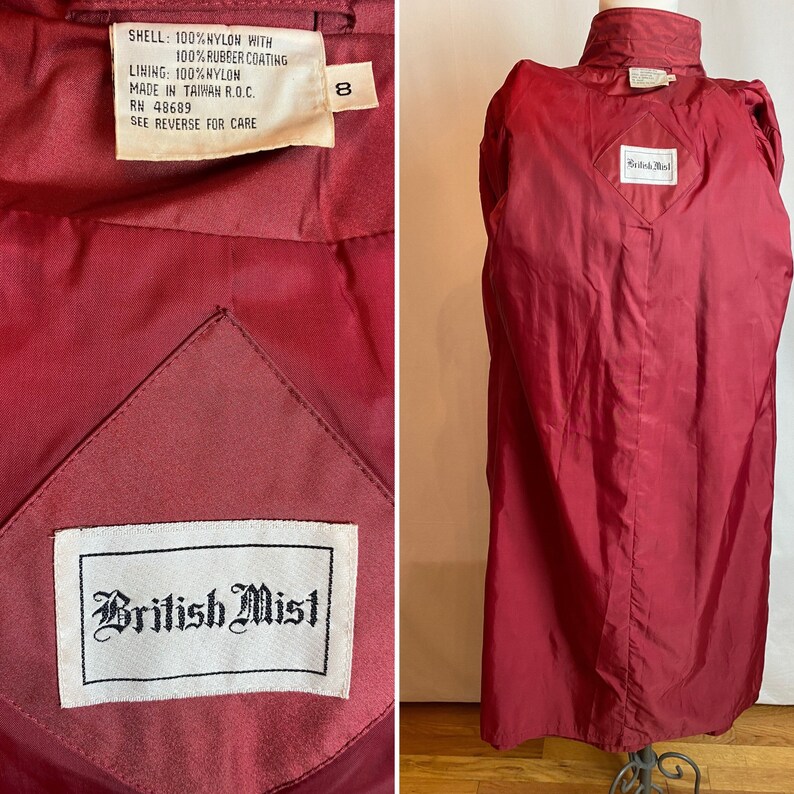70’s Women’s Coat~ Belted Waist~ Burgundy Red Flared ~ Raincoat ~puff ...