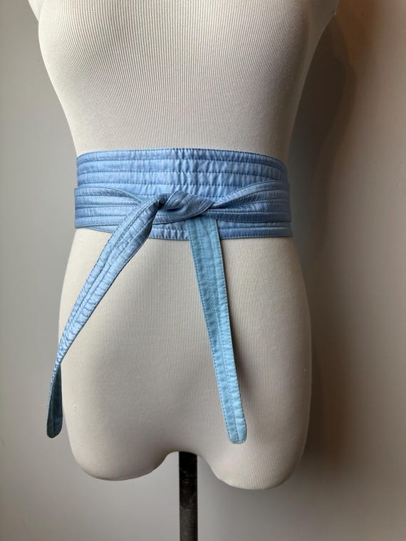 Vintage Light Blue Cotton Sash Belt: Boho Wrap Style,… - Gem