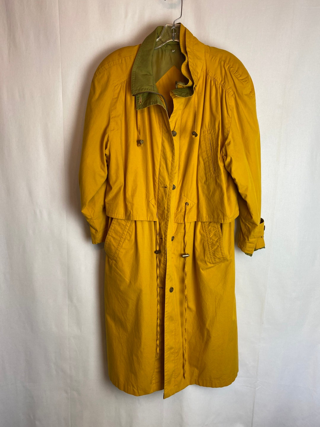90s Womens Overcoat Sporty Bright Butternut Squash Yellow Duffel Jacket ...